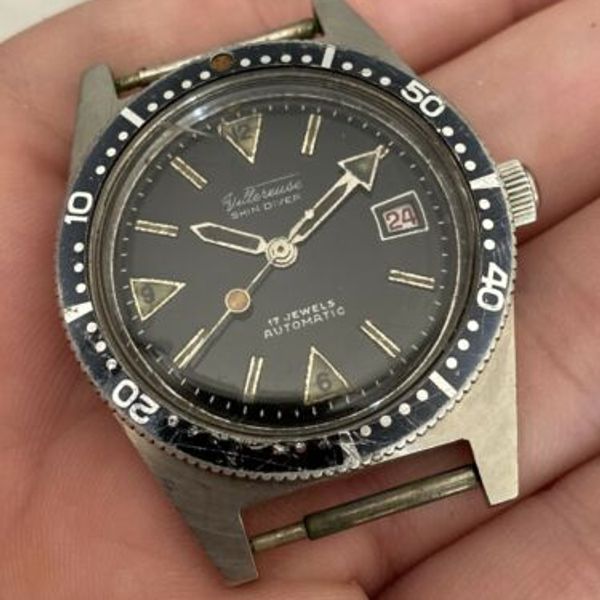 Vintage Villereuse Skin Diver 17J Automatic Dive Watch W/ Patina ...