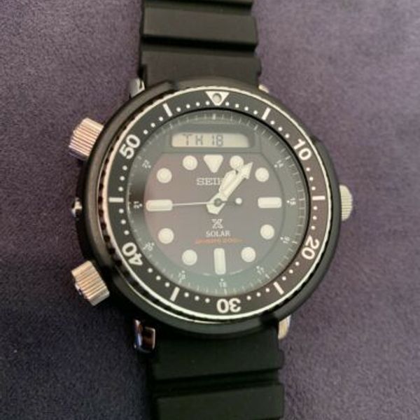 Seiko Prospex SNJ025 47.8mm Black Stainless Steel Case Black Silicone ...