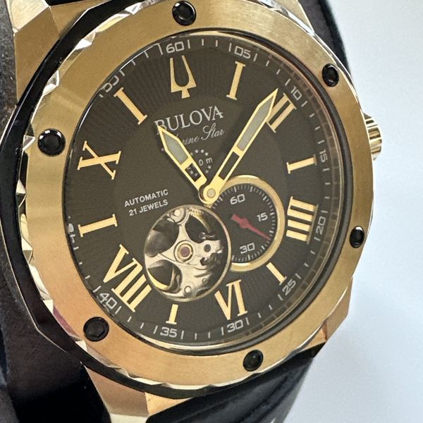 Bulova Men's Marine Star Automatic Luminous Black Silicon Watch 44 MM ...