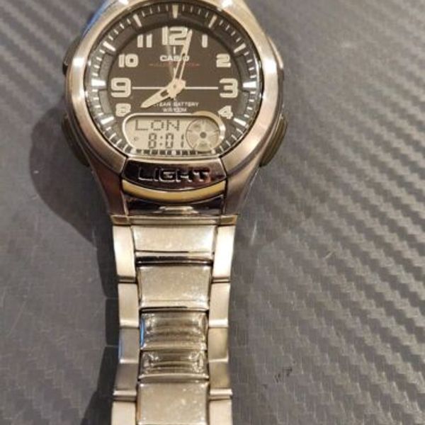 Mens Casio Illuminator AQ-180W World Time 3793 Ana-Digi Vintage Watch ...