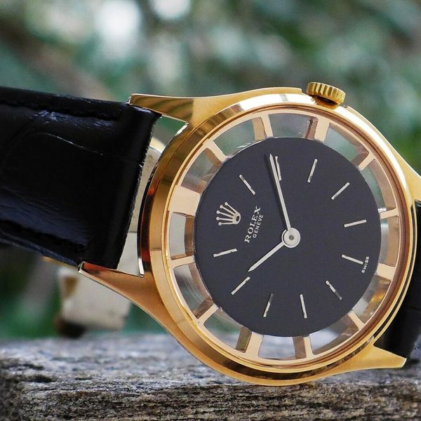 ROLEX CAL 1400 MOVEMENT MIDSIZE WATCH RECASED NOS GOLD FILLED SKELETON ...