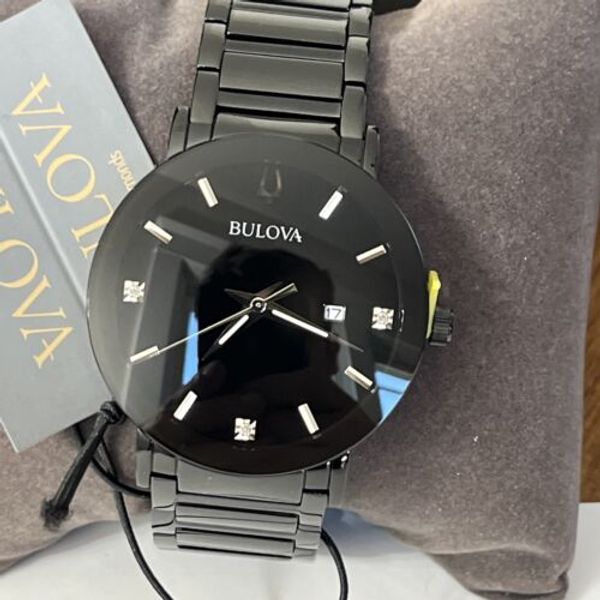 BULOVA FUTURO Black IP Stainless Steel DIAMOND Men's Watch - 98D144 ...