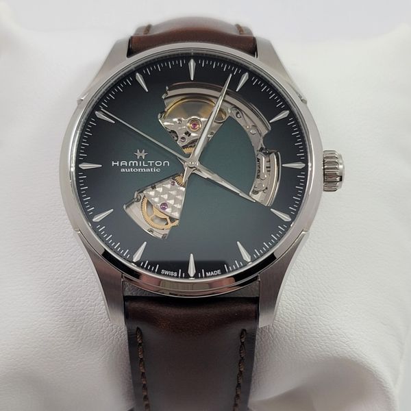 Hamilton Jazzmaster Open Heart Automatic Green Dial Leather Mens Watch ...