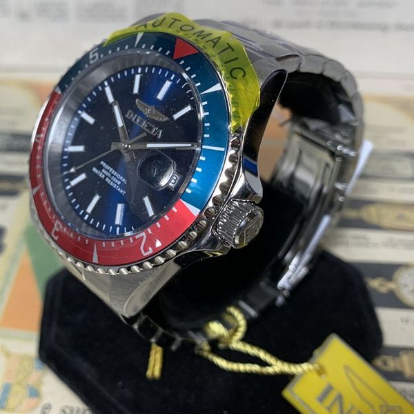 NOS New Old Stock Invicta Gents Ref 36784 PEPSI Style 24J Automatic w ...