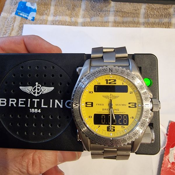 Breitling Emergency E76321 Yellow Dial Titanium Case 43mm 2010 Box ...
