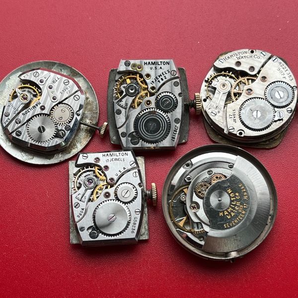 HAMILTON VINTAGE MANS MOVEMENTS FOR THE WATCHMAKER ALL WITH GOOD STAFFS ...