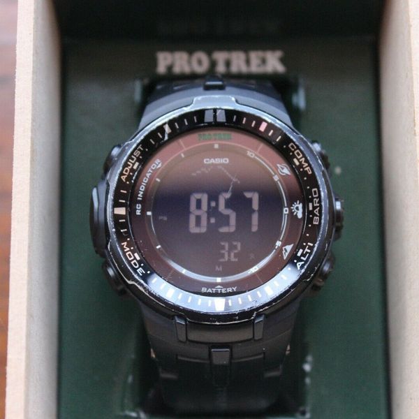 Casio Pro Trek prw 3000-1a black with negative display | WatchCharts ...