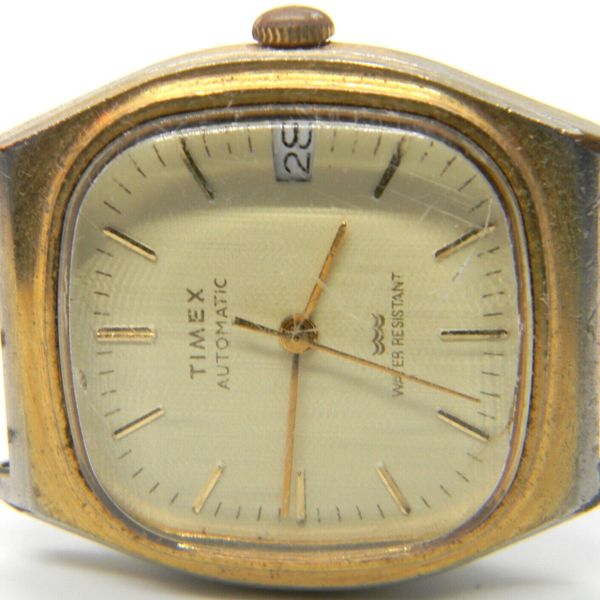 4 men Vintage Timex Viscount Automatic Self Wind Gold Plated Tank Watch ...