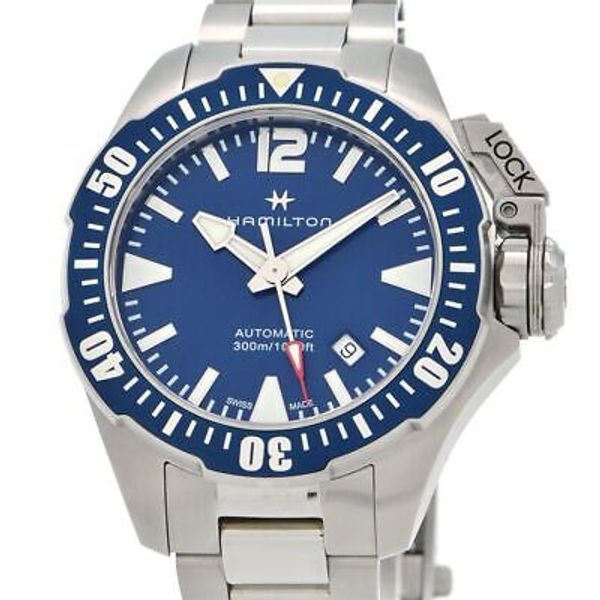 Hamilton Men s Khaki Navy Open Water H77705145 H77050 Blue Diver s ...