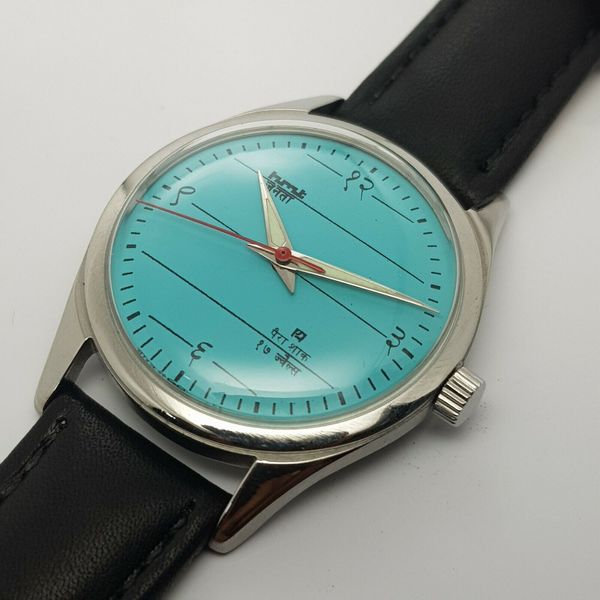 Hmt Janata Handwinding Radium Hands Men Watch Para Shock 17Jewels Cyan ...