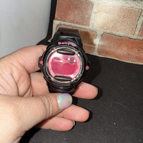 Ladies Casio Baby-G Watch 3252 BG-169R Pink Dial And LCD Black Resin ...