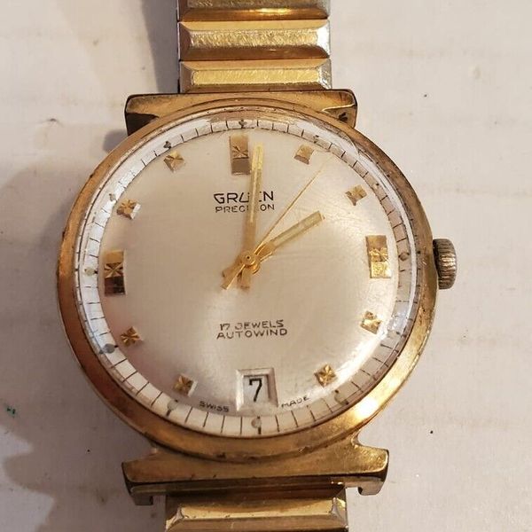 Vintage GRUEN Precision 17J Automatic Autowind Gold Tone Swiss Watch ...