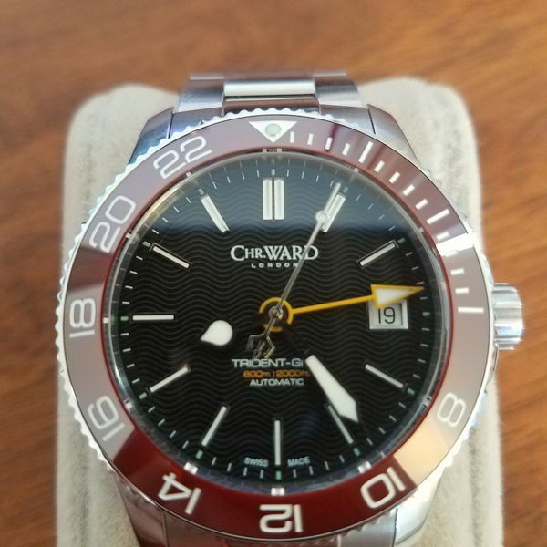 Old Logo Christopher Ward Trident C60 Trident GMT Burgundy Bezel - 38MM ...
