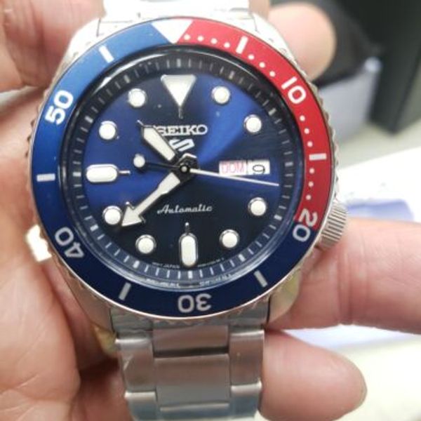 SEIKO 5 SRPD53 Mens Pepsi Bezel Blue Dial Blue/Red Bezel Day/Date ...