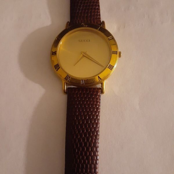 GUCCI 3000.2M Gold Plated Swiss Made Watch New Battery | WatchCharts ...