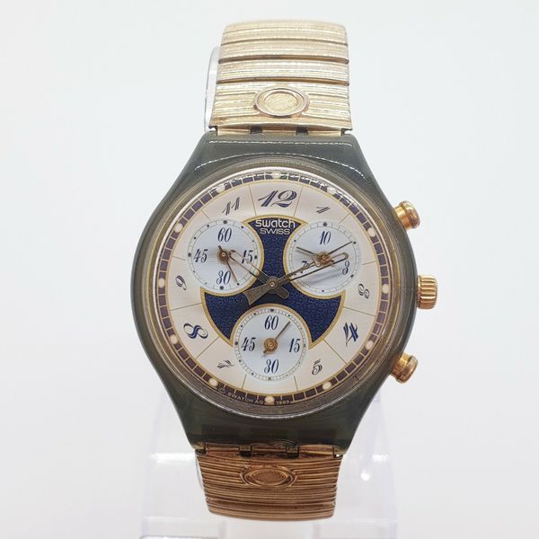 1993 Rare Swiss Made Swatch Chronograph Quartz Watch, Gold Swatch ...