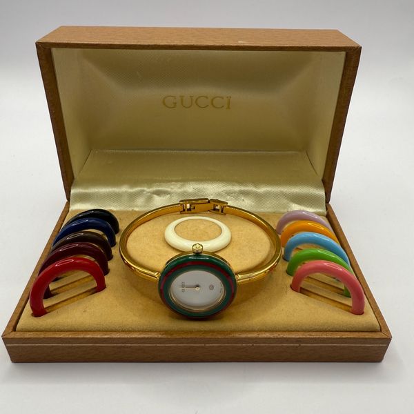 [Excellent w/ Box] Gucci 1100L Change Bezel 12 Colors Quartz Women's ...