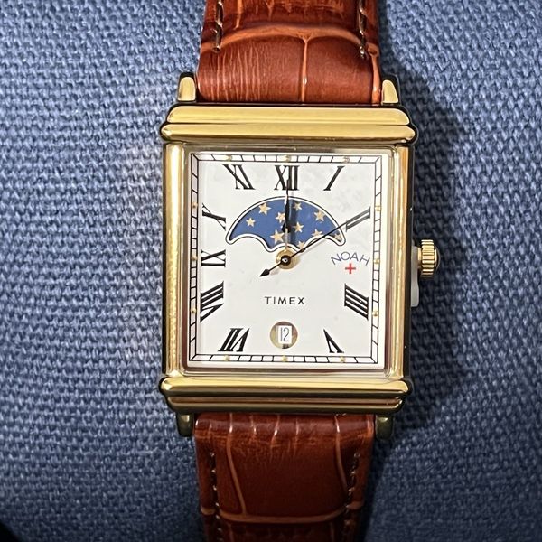 NOAH x TIMEX Collaboration Moon Phase Watch Wristwatch Gold Brown ...