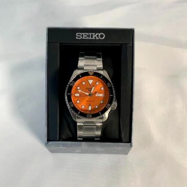 Seiko 5 Sports Automatic Orange Dial Stainless Steel Day/Date Men’s ...