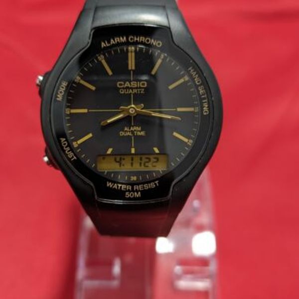 Casio AW-90H Quartz Watch Black Resin Case with Black Rubber Band ...