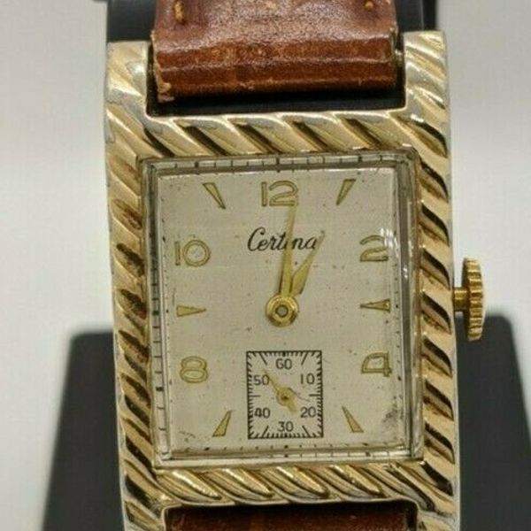 Certina Vintage Tank Style Gold Plated Swiss Wrist Watch. 17 Jewels ...