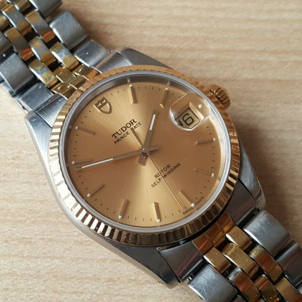 Men's Stainless Steel / Gold Quick Set Rolex Tudor Prince Date ...