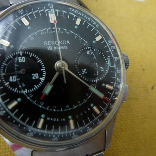 Mens Vintage SEKONDA POLJOT Strela 3017 19 Jewel Chronograph Pilots ...