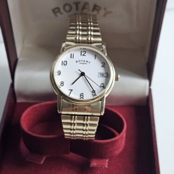 Beautiful Rotary Quartz Gold Tone Analogue Date Window Watch ...
