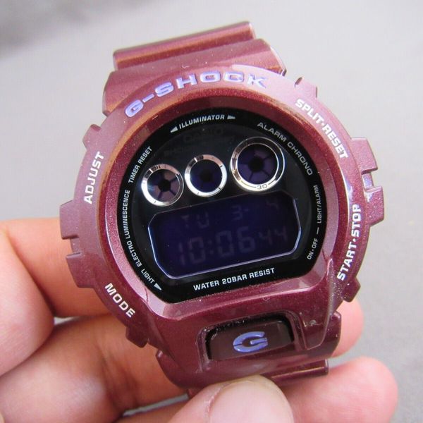 CASIO G-SHOCK BURGUNDY 20 BAR DIGITAL SPORTS WRISTWATCH WORKING ...