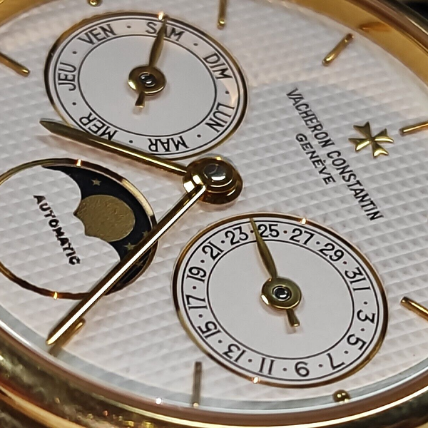 RARE VINTAGE GOLD VACHERON CONSTANTIN CALENDAR MOON PHASE WATCH FULL ...