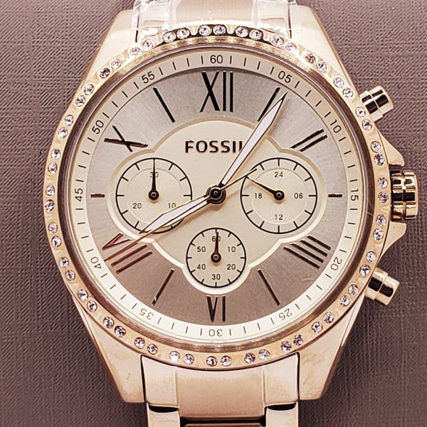 NEW AUTHENTIC FOSSIL WOMAN'S WATCH MODERN COURIER CHRONOGRAPH GOLD-TONE ...