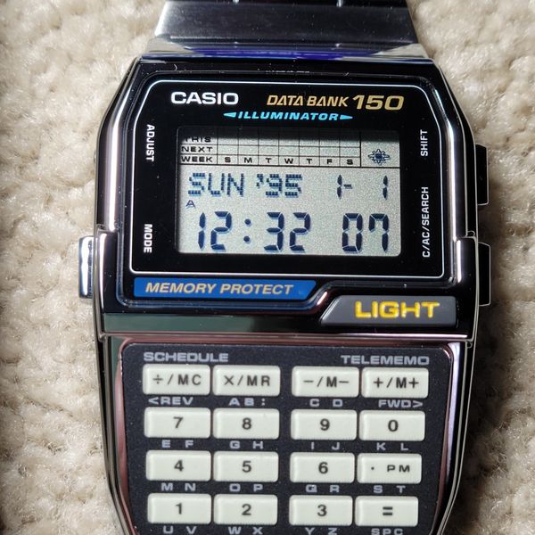 Casio DBC-1500B Databank Telememo 150 Vintage Calculator Watch Digital ...