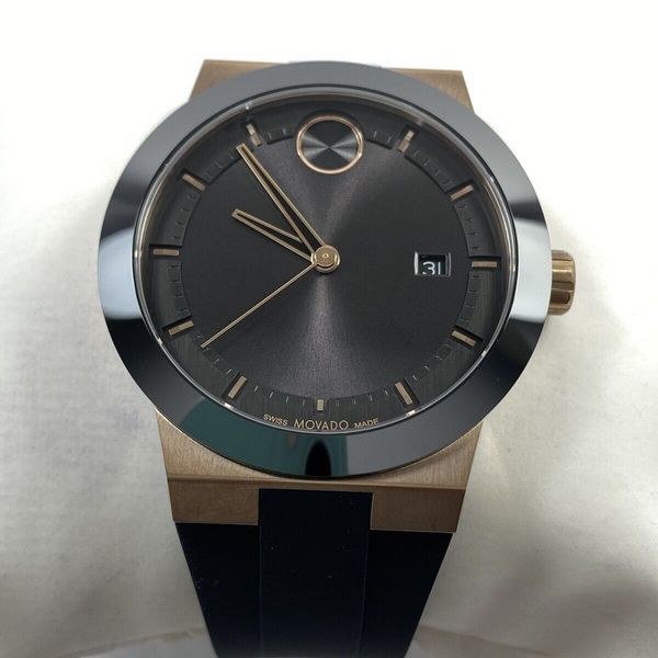 Movado Bold Fusion SWISS Quartz Black Dial Rubber Strap Men's Watch ...