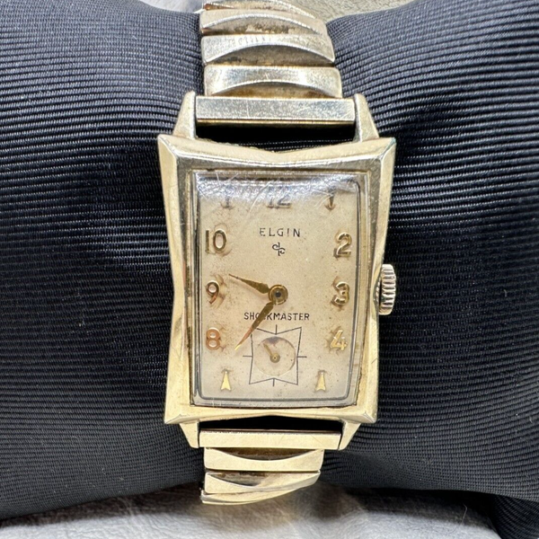Elgin Men's Shockmaster Tank Wrist Vintage Watch 10k Gold RGP Durapower ...