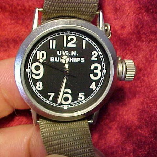 REPLICA WWII USN BU SHIPS CANTEEN STYLE DIVER WATCH W/ QUARTZ MOVEMENT ...