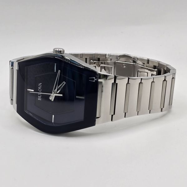 Bulova 96A258 Gemini Blue Dial Tonneau-Shaped Men's Stainless Steel ...