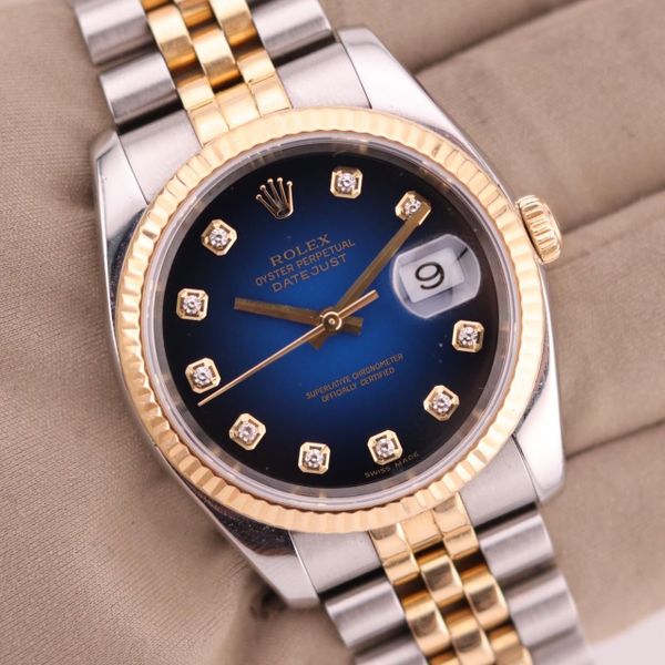 [WTS] 2006 Rolex Datejust 36 116233 Blue Vignette Diamond Dial ...
