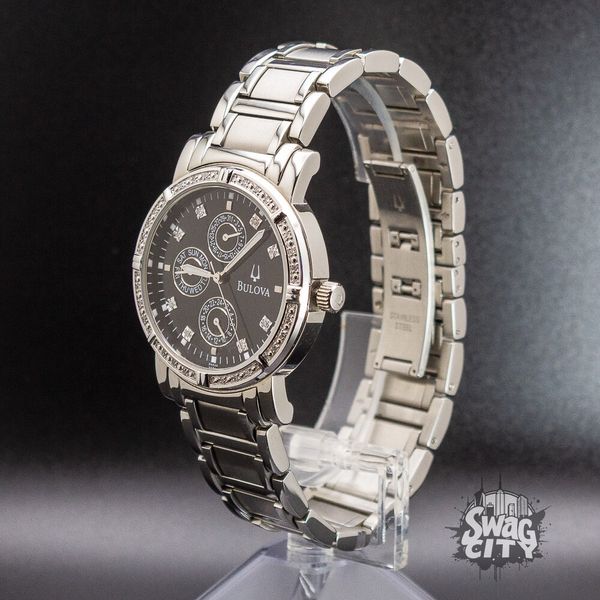 Men's Bulova Diamond Accent Chronograph Watch with Black Dial (Model ...