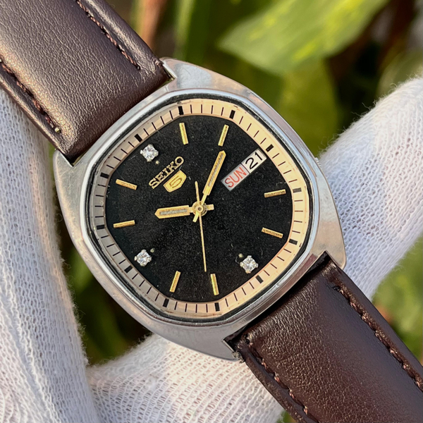 Rare Vintage Seiko 5 Squar Shape Diamond Dial Automatic Japan Men Watch ...