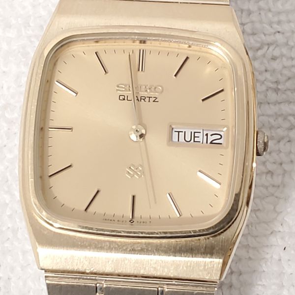 Lot of 2 Vintage Seiko Men Watches Date Day Gold Tone Plated Jewels Parts Repair | WatchCharts ...