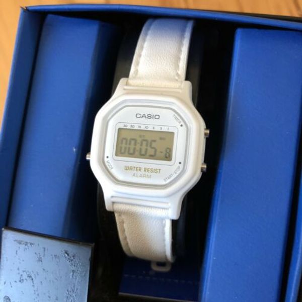 Women's Casio 3191 LA-11W White "Leather" Strap Watch Water Resistant ...