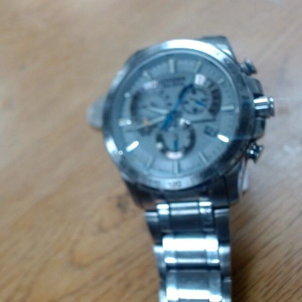 Citizen Eco-Drive 42mm SILVER Dial Chronograph Watch E650-S082129 ...