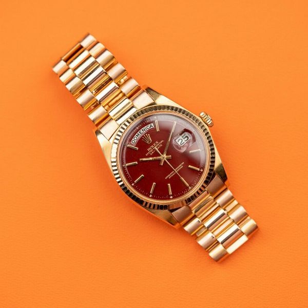 Rolex Day Date 1803 18K Rose Gold with Stella Ox Blood Dial Wrist Watch ...