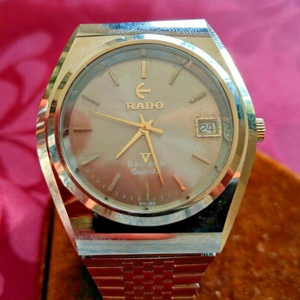 Rado Balboa V Quartz Gold Mens Swiss Watch - Date - Silver Dial ...