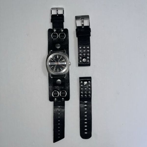 Diesel DZ-2125 Watch w/Day/Date, Original Studded & leather Cuff Strap ...