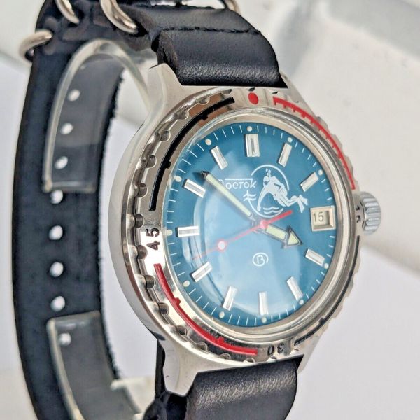 Vostok Amphibian Blue Dial SCUBA DUDE Automatic Watch Mens ...