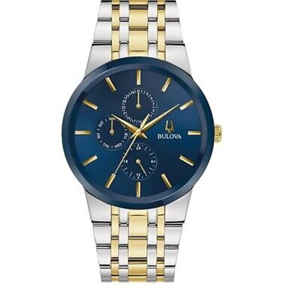 Bulova 98C145 Two-Tone Watch with Blue Crystal Dial 40mm | WatchCharts ...