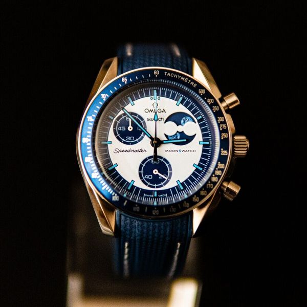 Omega X Swatch Mission To Super BLUE Moon Metal Steel Mod Custom rubber ...