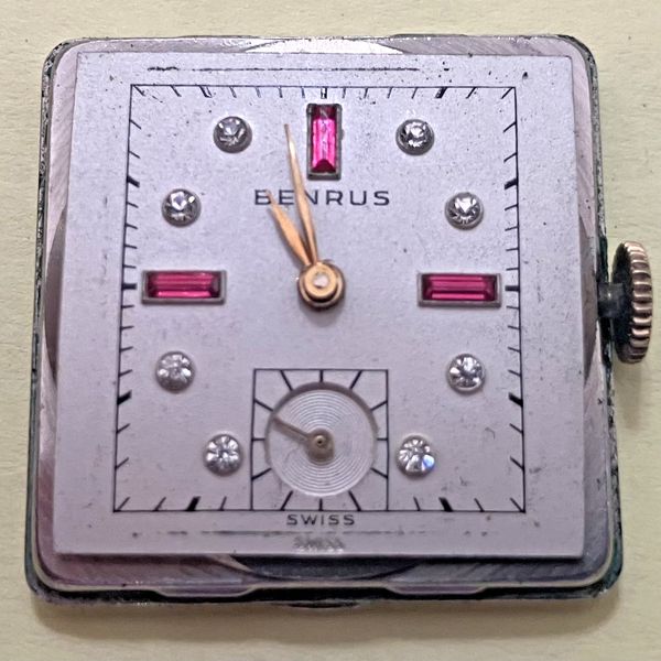 1940's Men's BENRUS 17 Jewels Swiss Watch, 10K Rolled Gold, Diamond ...