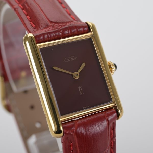 Cartier Must De Cartier Tank Large Red Burgundy Dial 23x30mm Watch ...